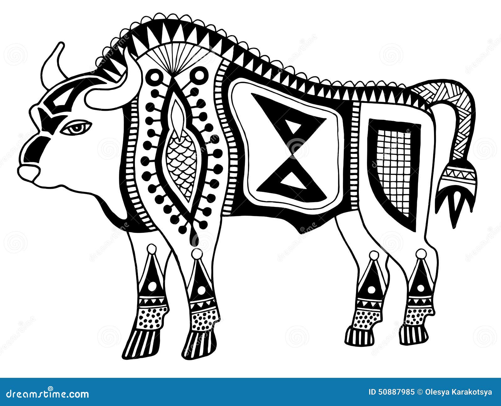 Bison Tribal Ethnique Original Noir Et Blanc Illustration de Vecteur - Illustration du ...