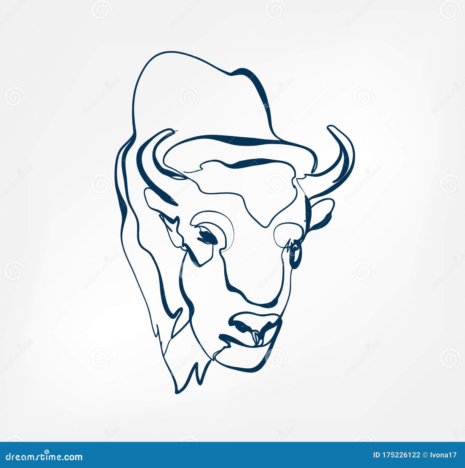 Bison Vector Animal Wild One Line Design Stock Illustration ...