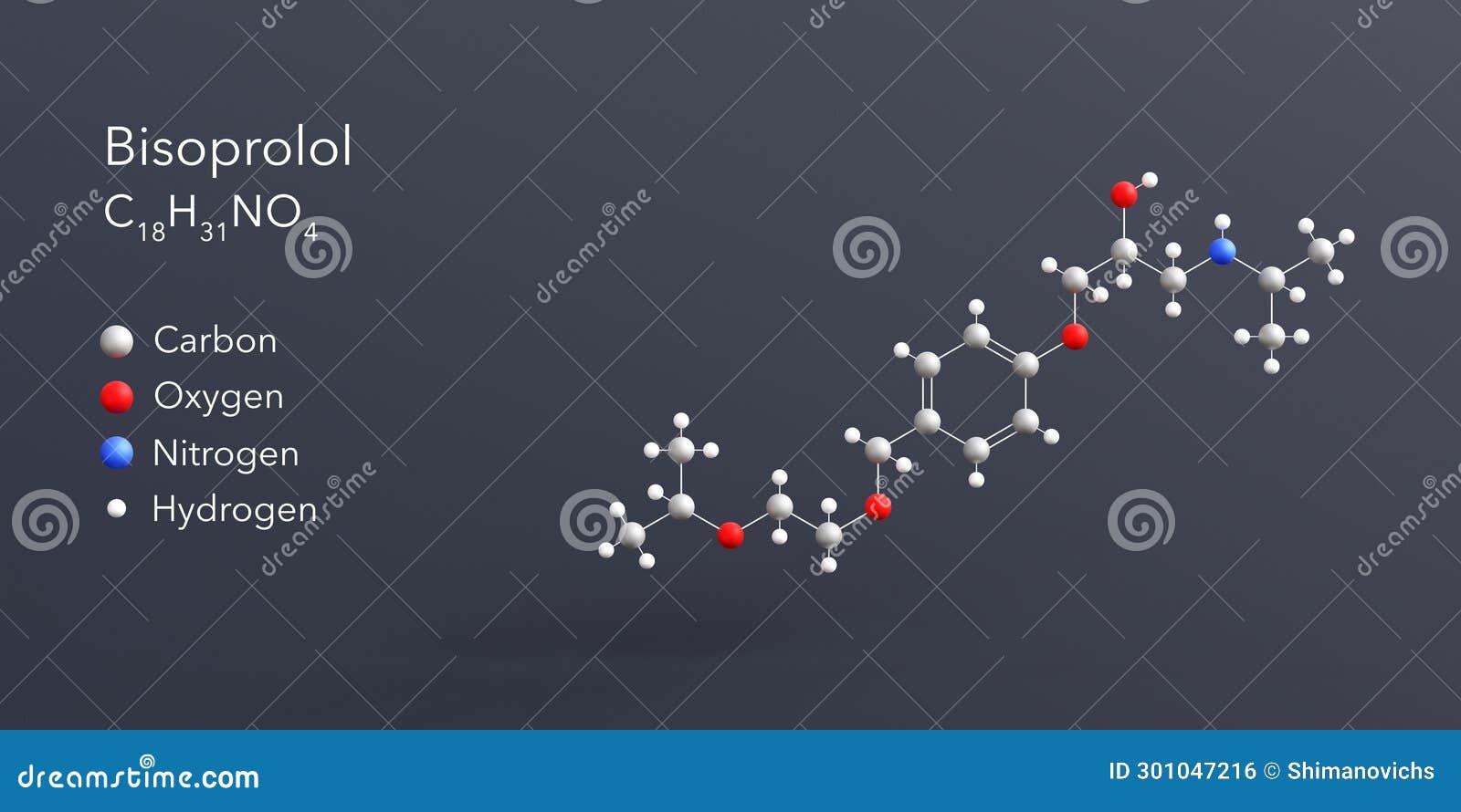 Bisoprolol Molecule, Zebeta, Molecular Structure, Isolated 3d Model Van ...