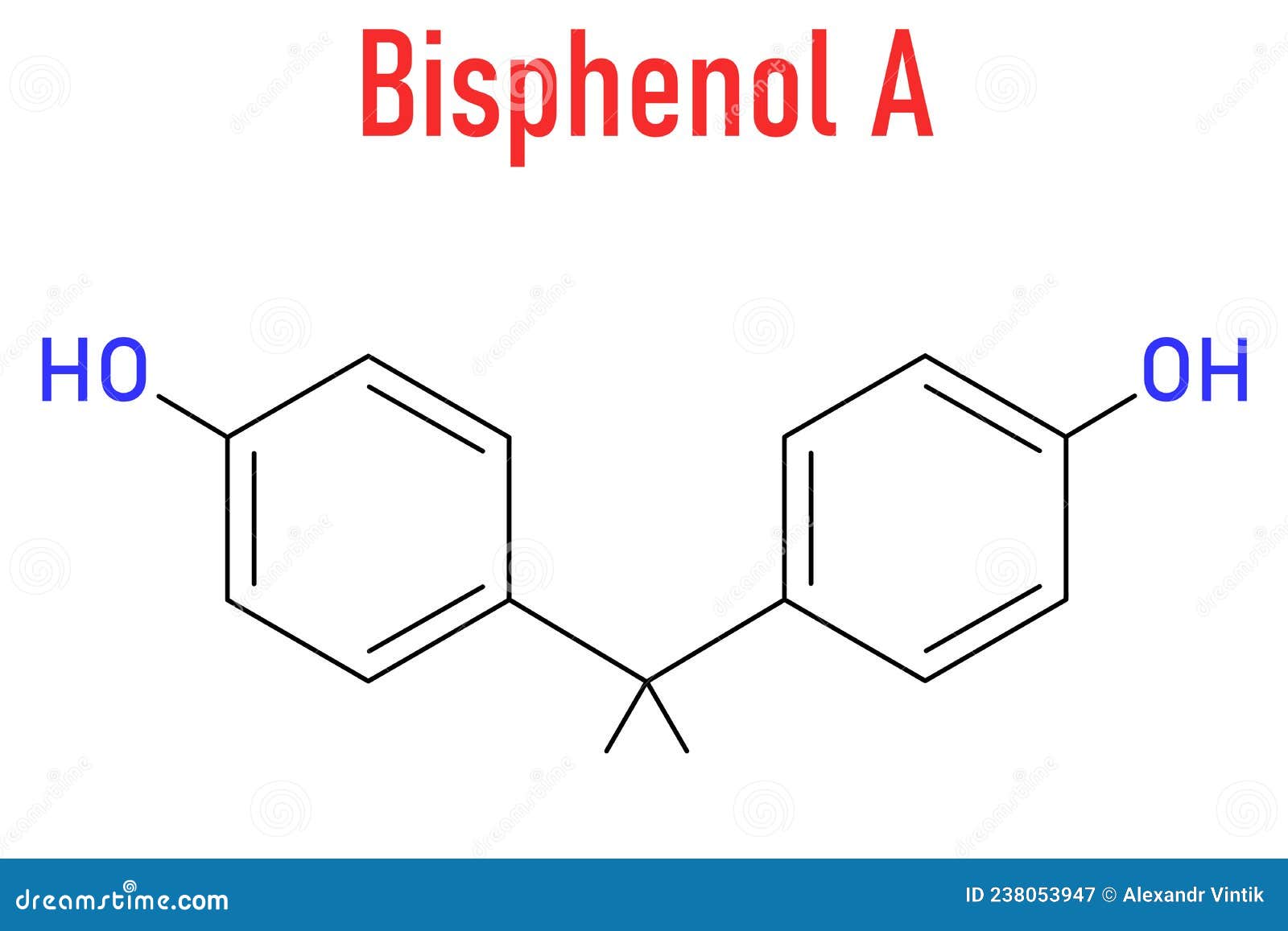 Bisphenol a or BPA Plastic Pollutant Molecule. Skeletal Formula. Stock ...