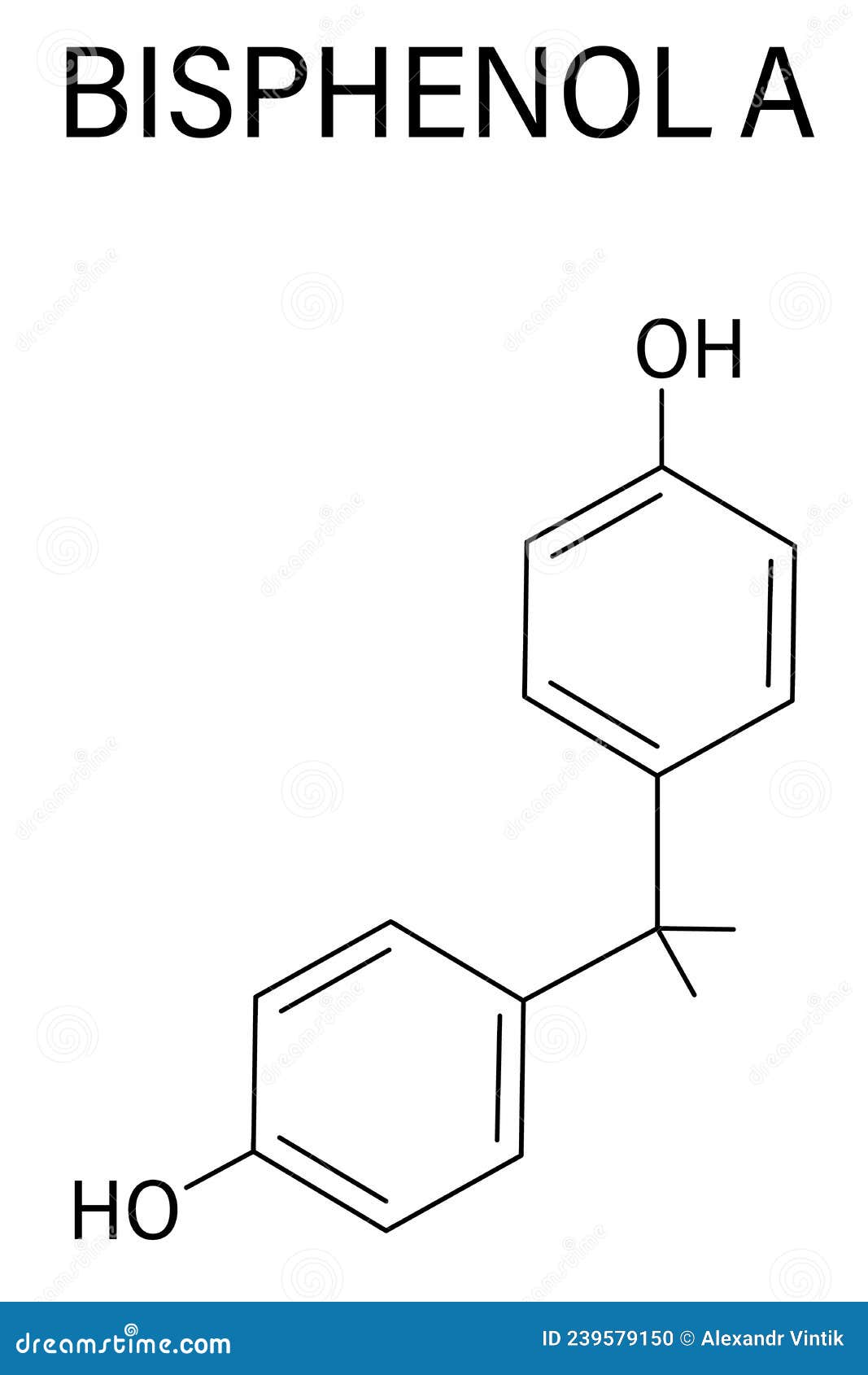 Bisphenol a or BPA Plastic Pollutant Molecule. Skeletal Formula. Stock ...