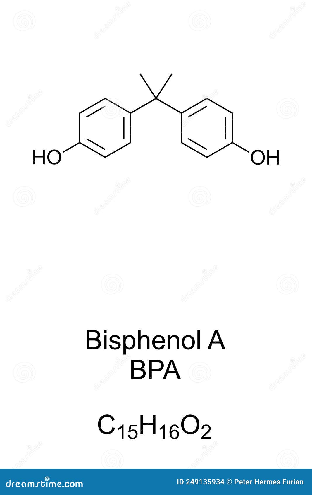 Bisphenol a, BPA, Chemical Formula and Skeletal Structure Stock Vector ...