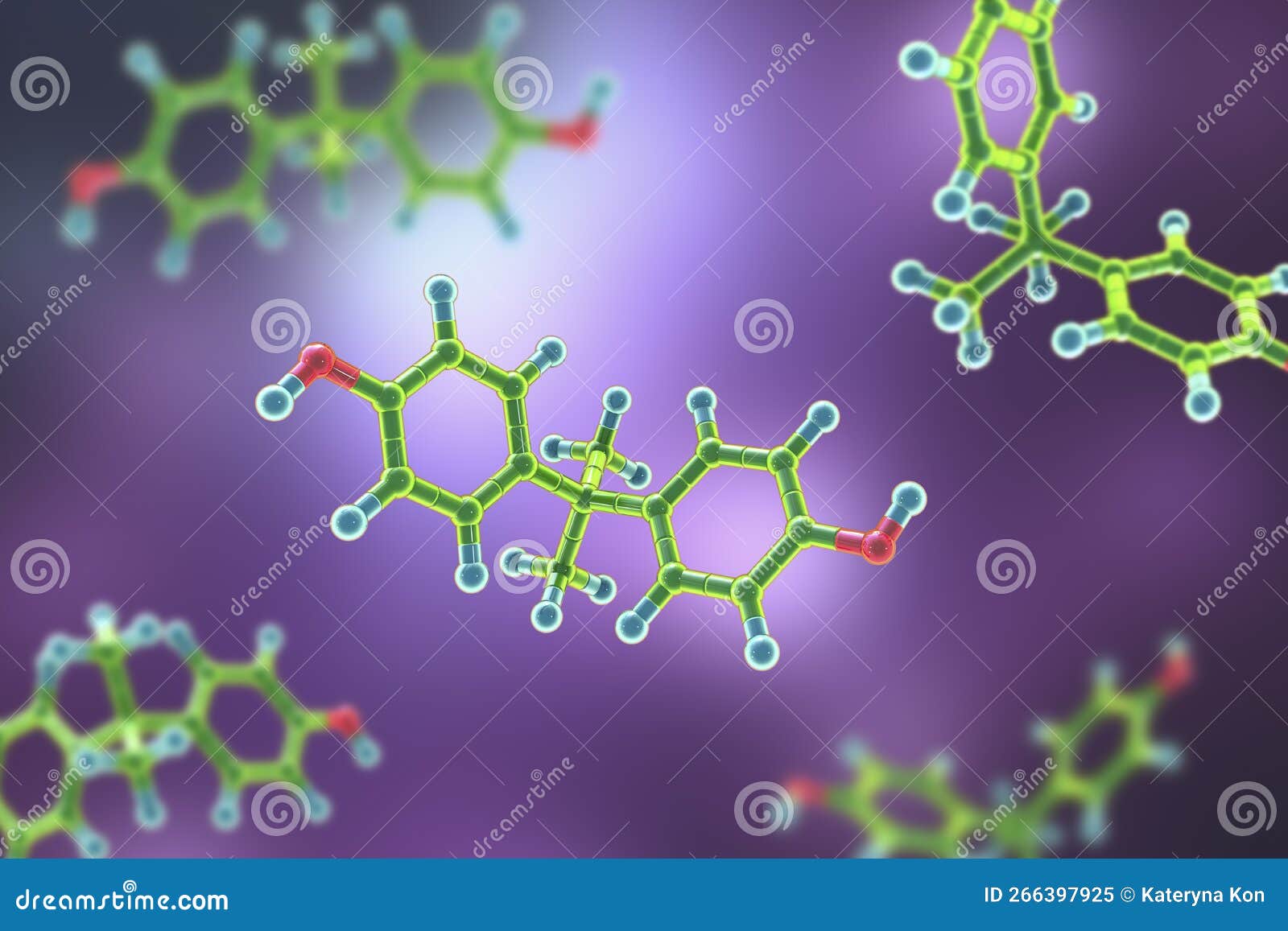 Bisphenol A BPA Molecule. Structural Chemical Formula And Molecule ...