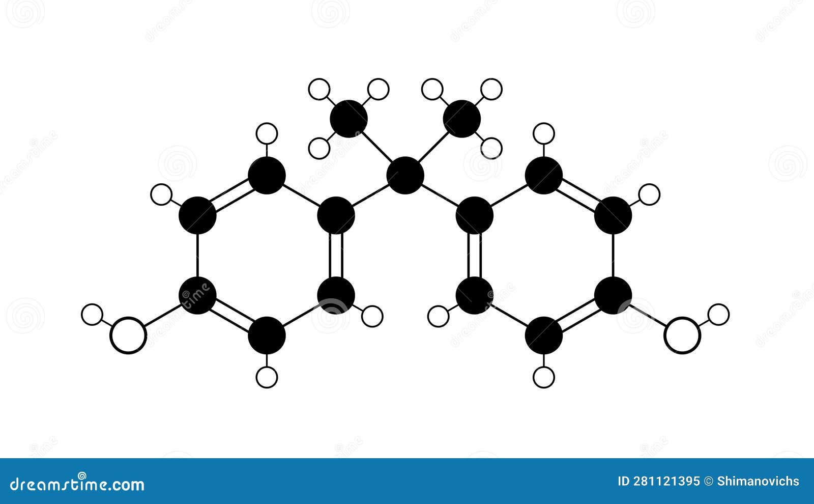 Bisphenol a Molecule, Structural Chemical Formula, Ball-and-stick Model ...