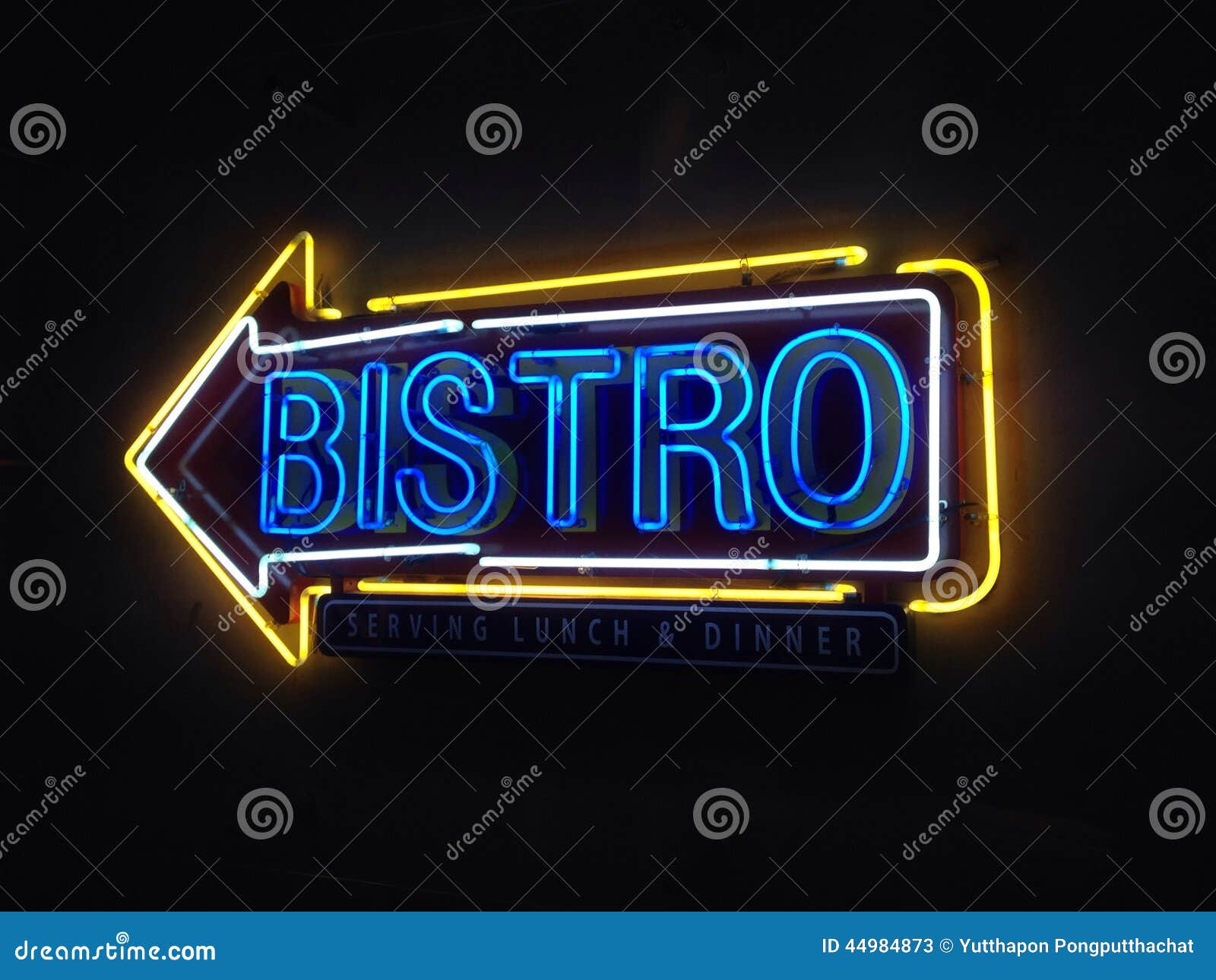 Bistro neon editorial stock photo. Image of dinner, sign - 44984873