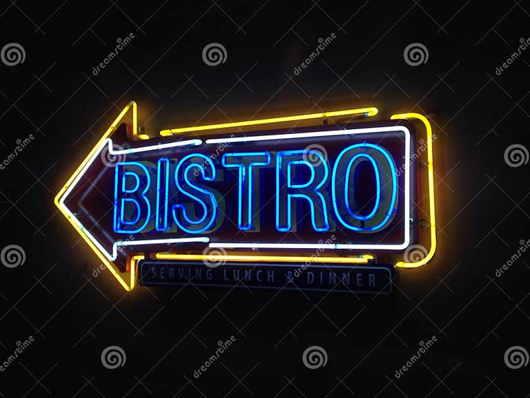 Bistro neon editorial stock photo. Image of dinner, sign - 44984873
