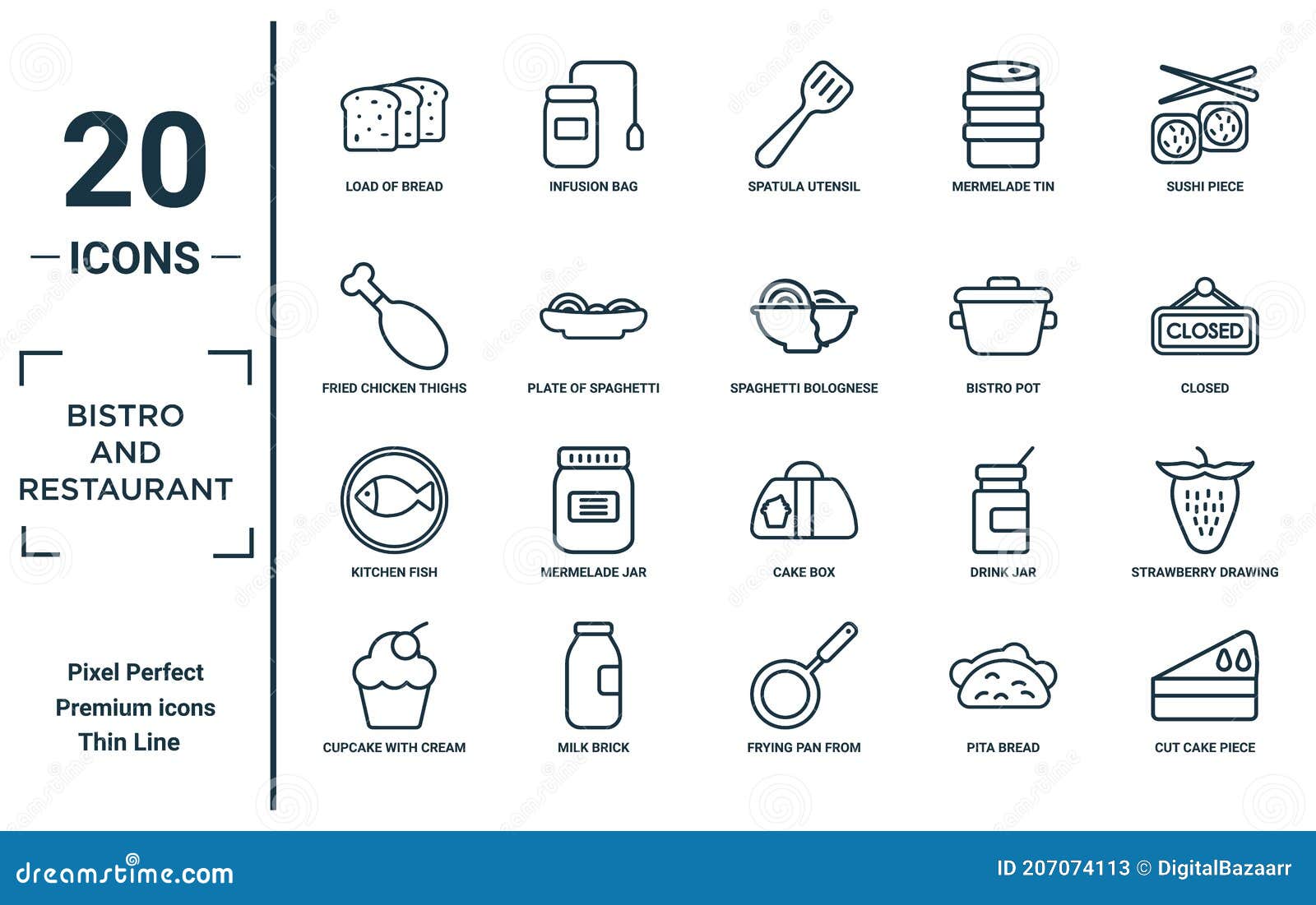 Bistro.and.restaurant Linear Icon Set Stock Vector - Illustration of ...
