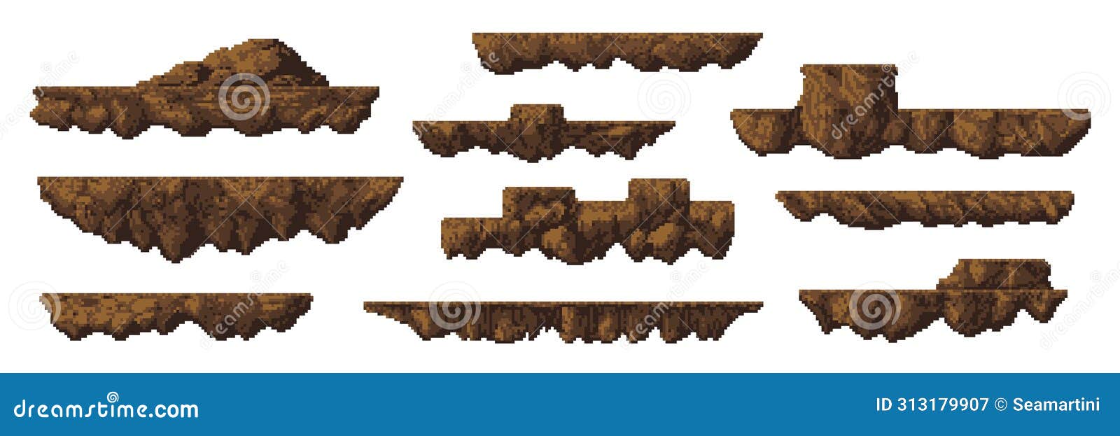8 Bit Arcade Pixel Art Game Rock Stone Platforms Stock Vector ...