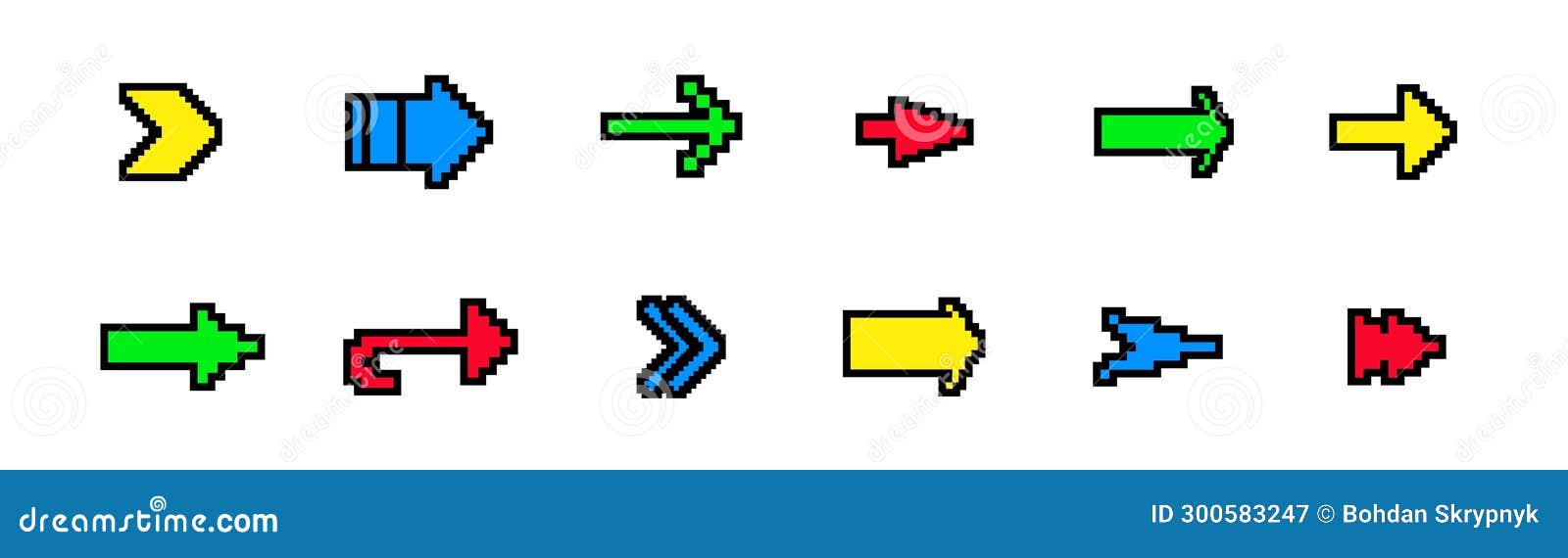 8 Bit Arrow Sticker Icon. Pixel Retro Arcade Game Forward Arrow Stock ...