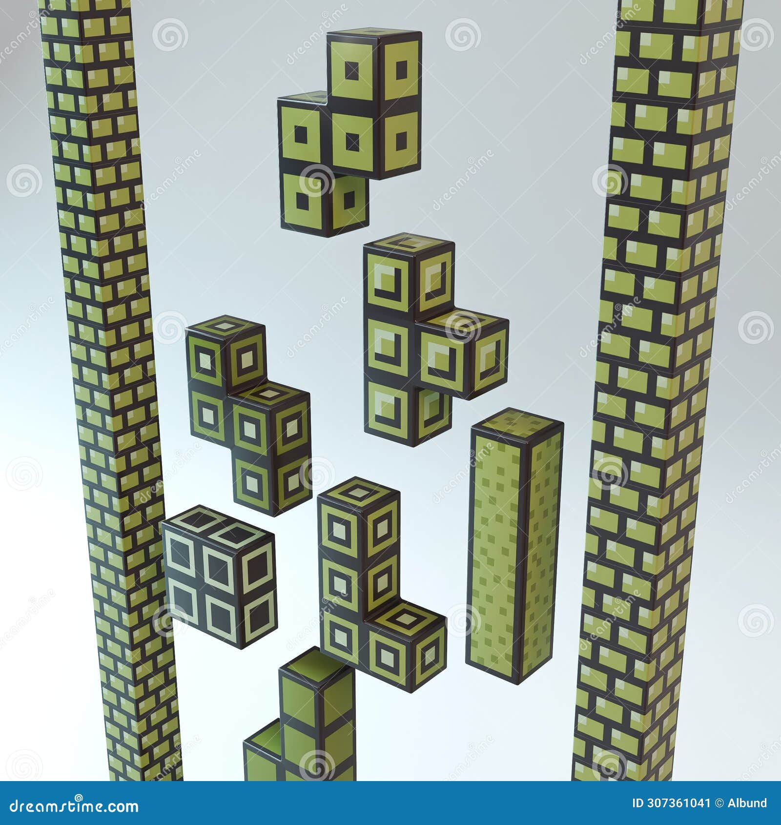 8-Bit Block Game Concept stock illustration. Illustration of bricks ...