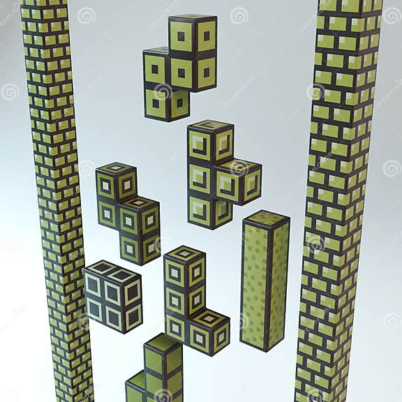 8-Bit Block Game Concept stock illustration. Illustration of bricks ...