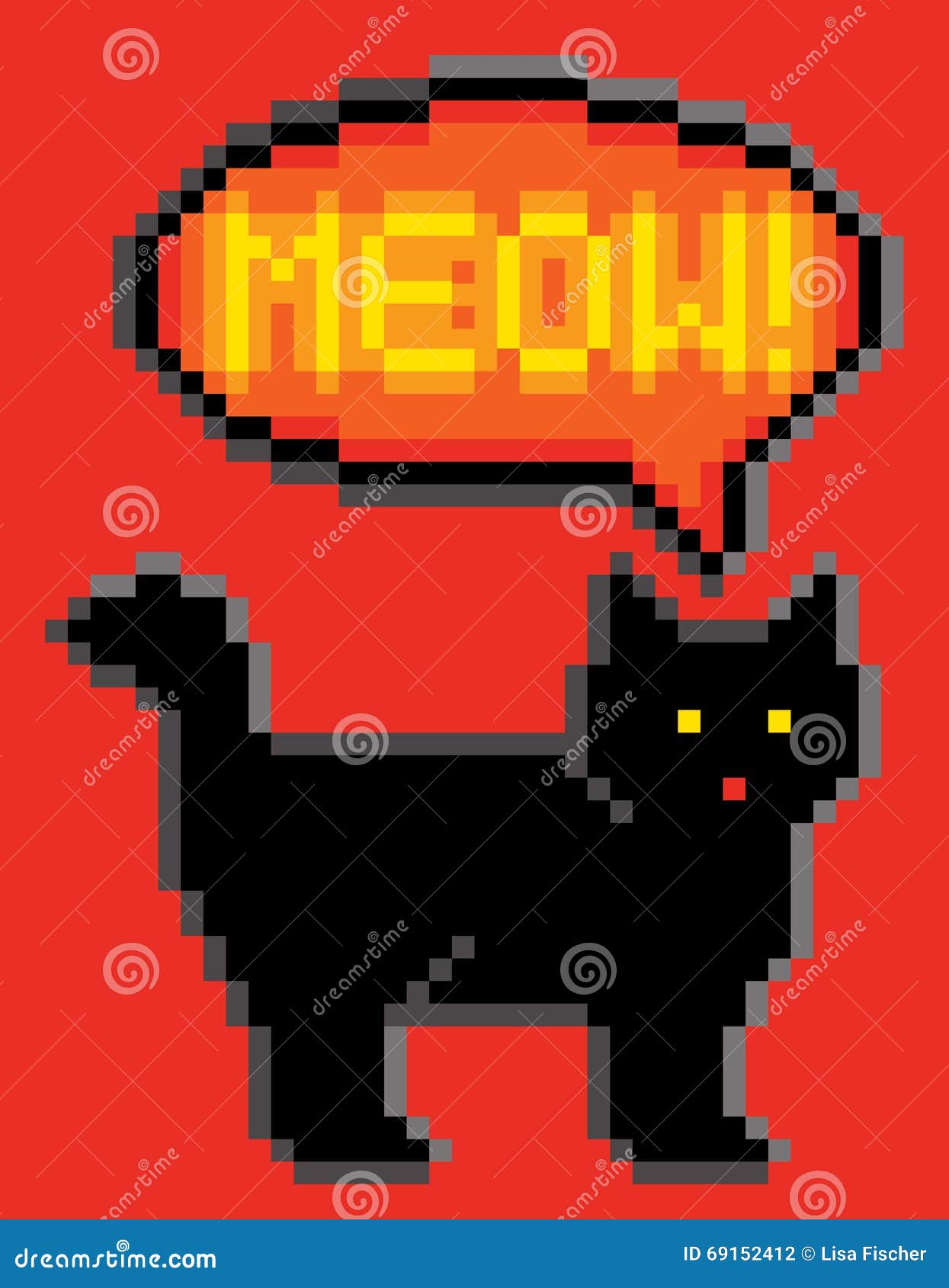 8-Bit Cat Meowing stock vector. Illustration of icon - 69152412