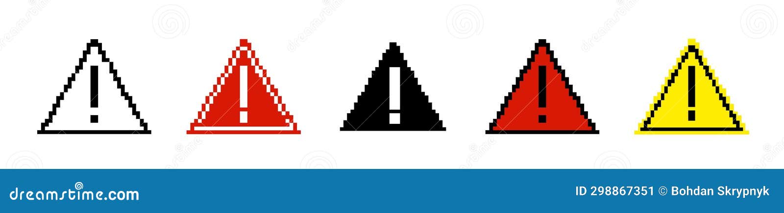 8 Bit Caution Triangle Road Sign Icon Stock Vector - Illustration of ...