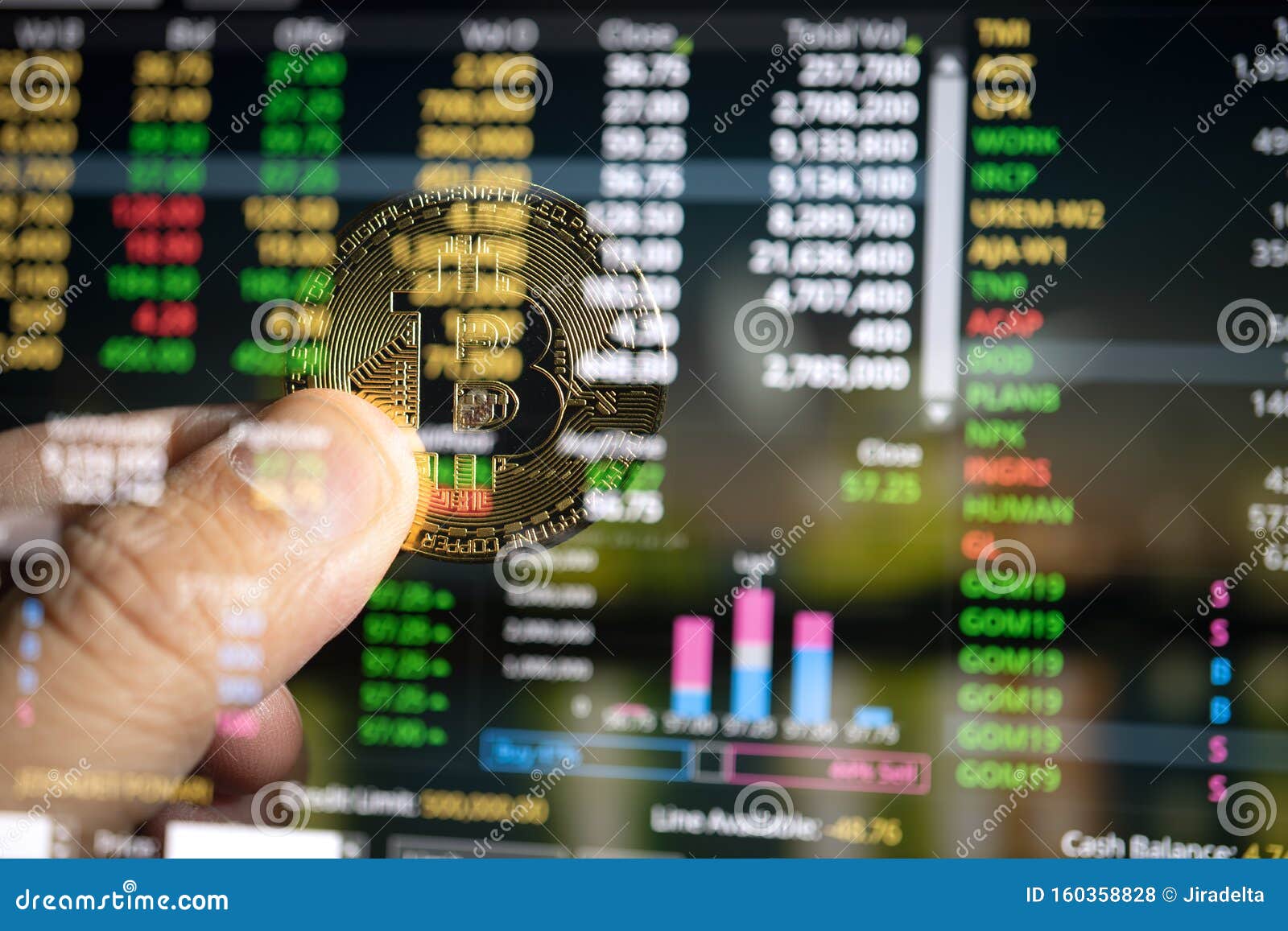 Bit Coin with Stock Price Chart Double Exposure Editorial Stock Photo ...