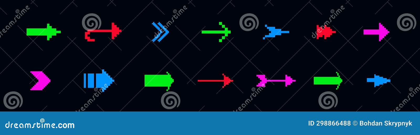 8bit Colored Arrow Icon. Pixel Retro Arcade Game Arrow Stock Vector ...