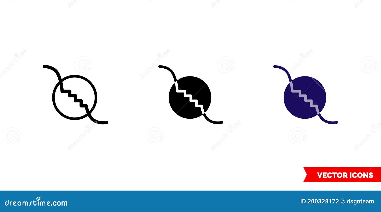 Bit Depth Icon of 3 Types Color, Black and White, Outline. Isolated ...