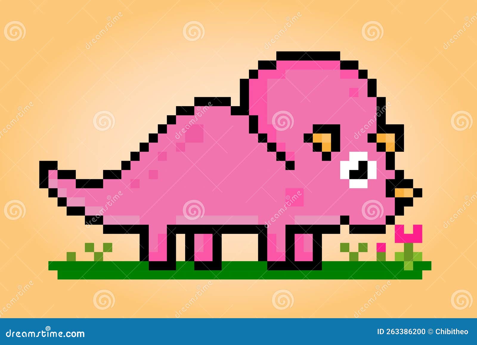 8 Bit Dinosaur Pixels. Animals in Vector Stock Vector - Illustration of ...