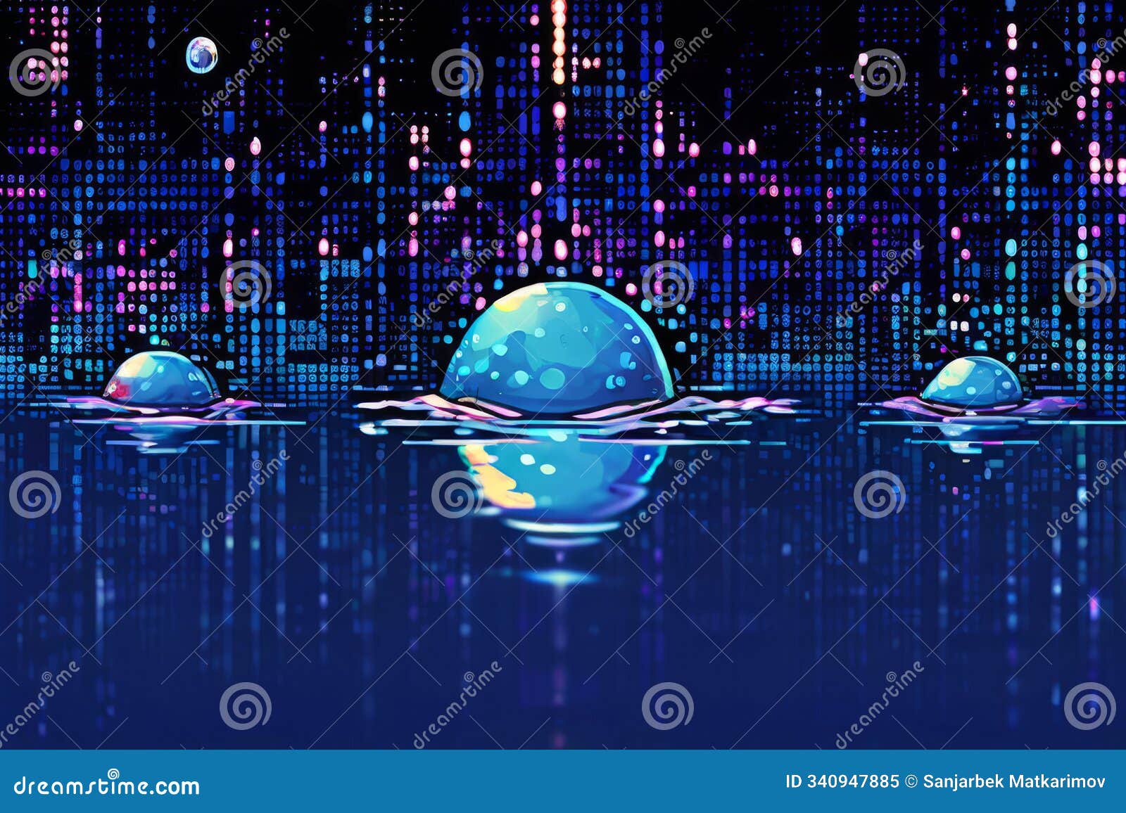 Bit Droplets Creating Pixel Art Representations of Water Droplet Stock ...