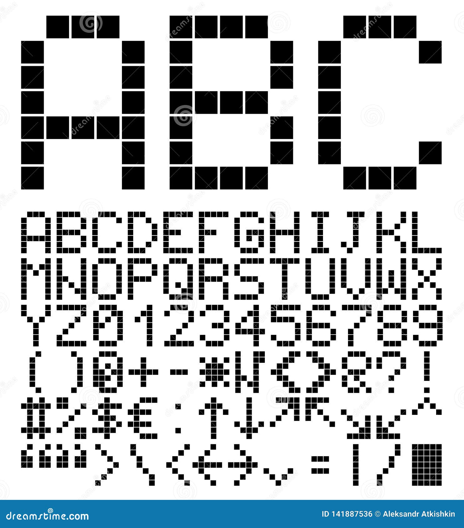 8 bit font stock vector. Illustration of symbol, text - 141887536