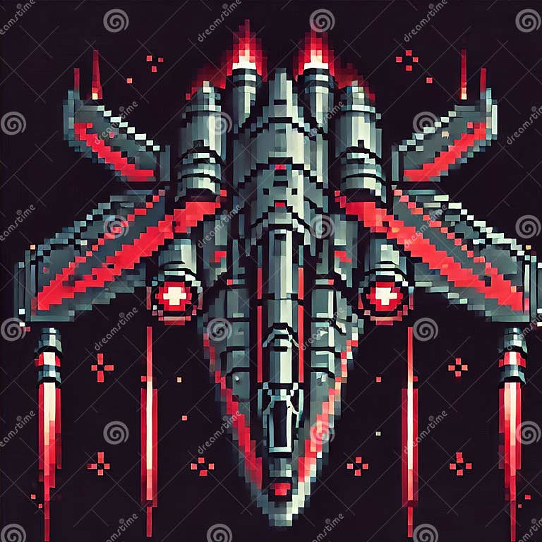 8-bit Galactic Warship stock illustration. Illustration of fleet ...