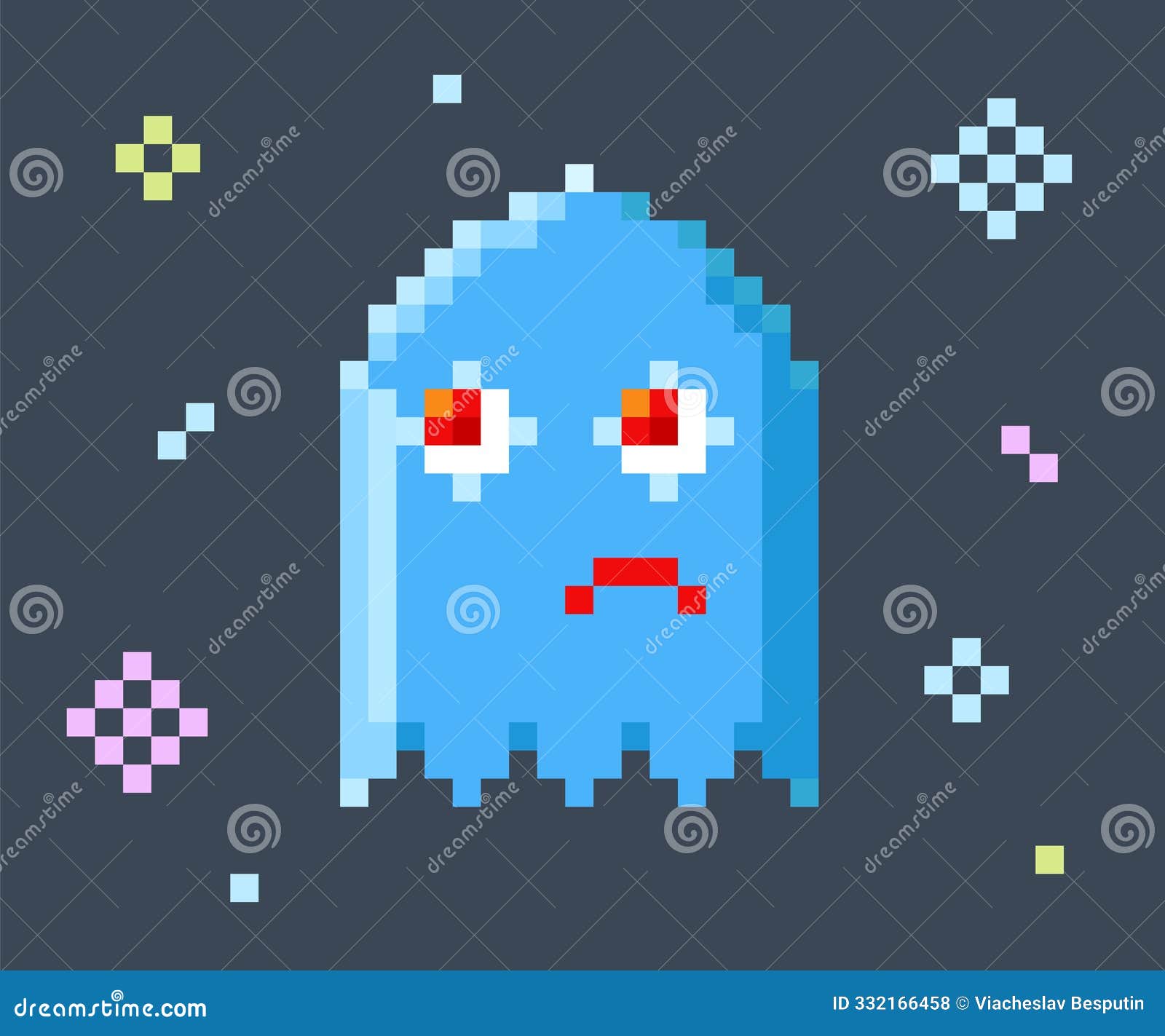 8 Bit Ghost. Monster in Old Game Stock Vector - Illustration of ...