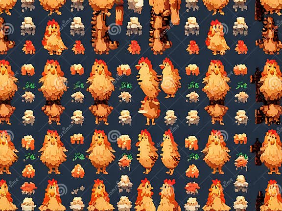 8-bit Graphics Pixels Scene with Chicken - Generated by Ai Stock ...