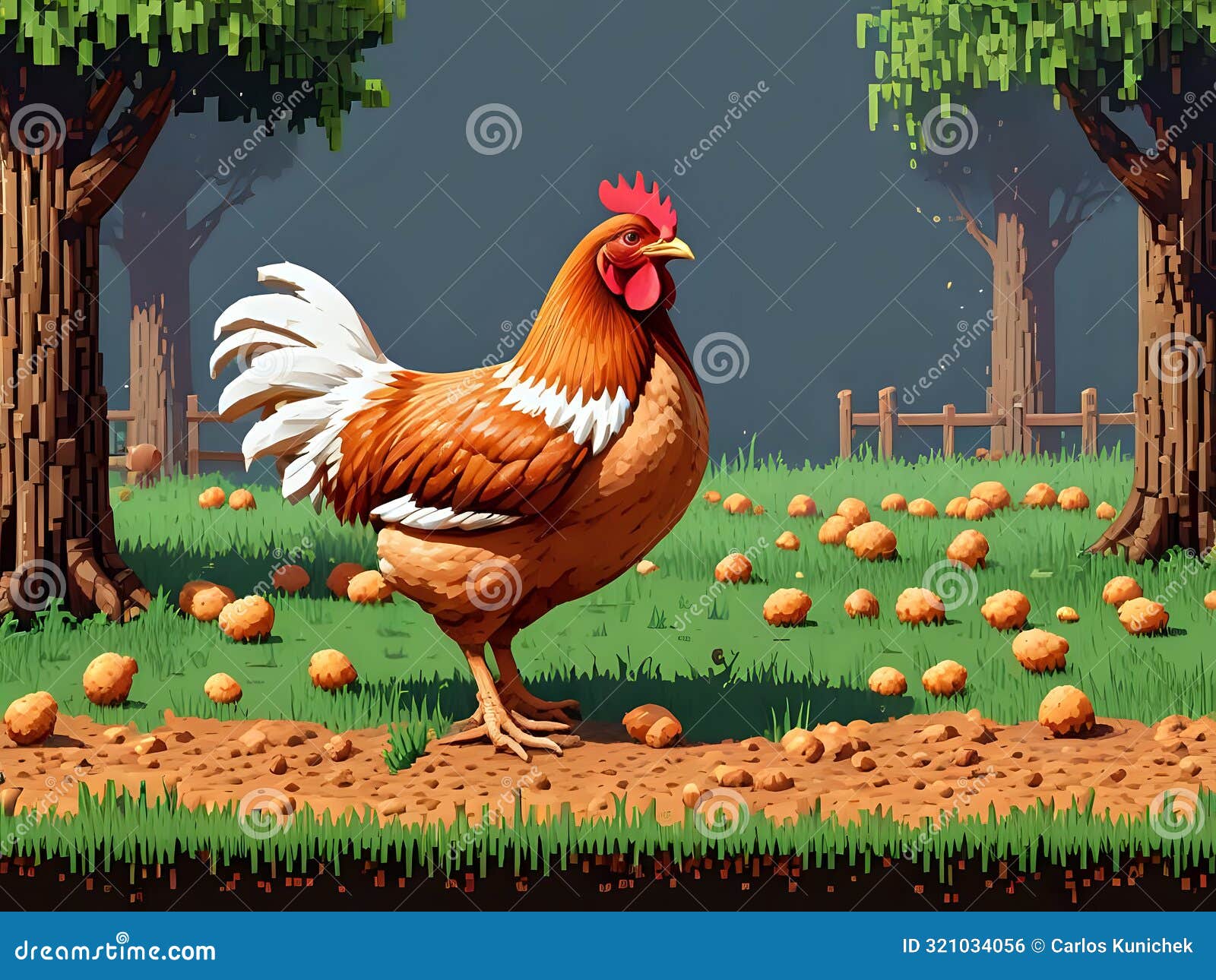 8-bit Graphics Pixels Scene with Chicken - Generated by Ai Stock ...