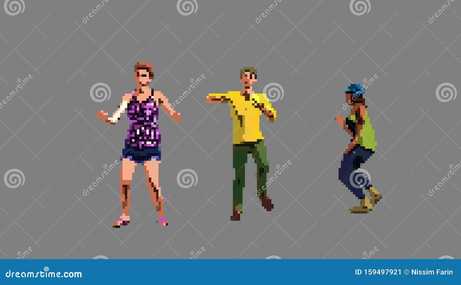 8-Bit People Dancing in Alpha Channel Stock Video - Video of digital ...