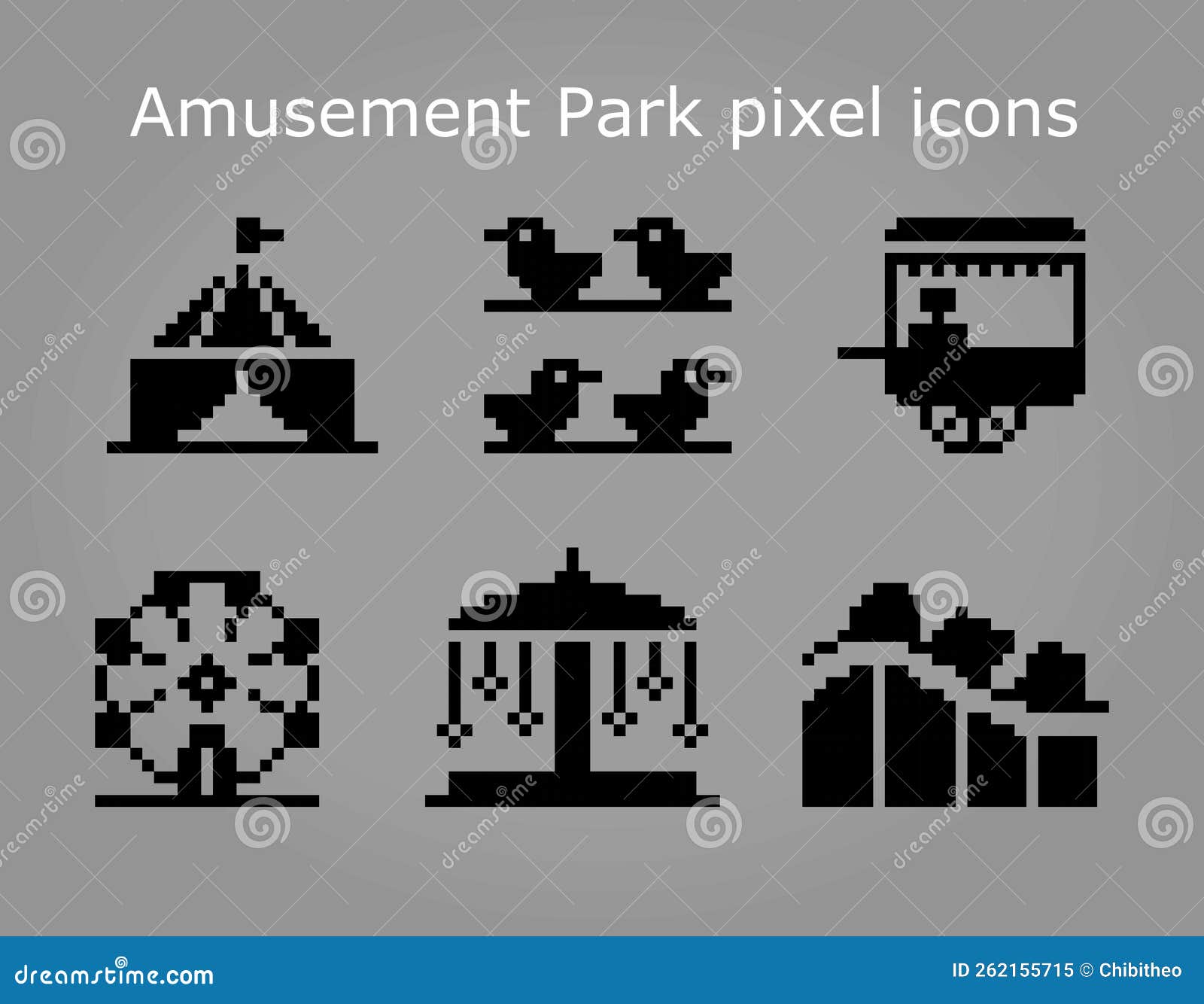 8 Bit Pixel the Amusement Icons in Vector Illustrations Stock Vector ...