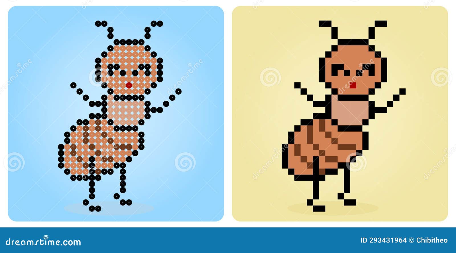 8 Bit Pixel Ant Character. Animals for Game Assets and Beads Pattern ...