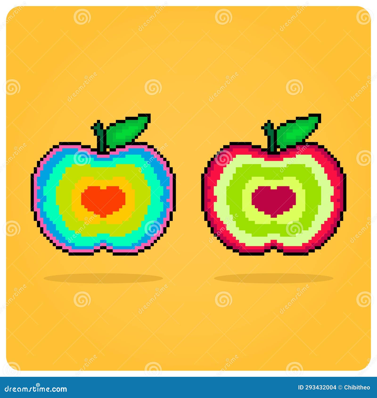 Colorful Apple in 8 Bit Pixel Art. Fruit Pixels for Game Assets in ...