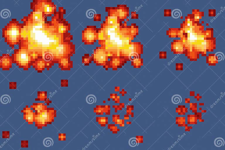 8-Bit Pixel-art Explosion Animation Frames Stock Vector - Illustration ...