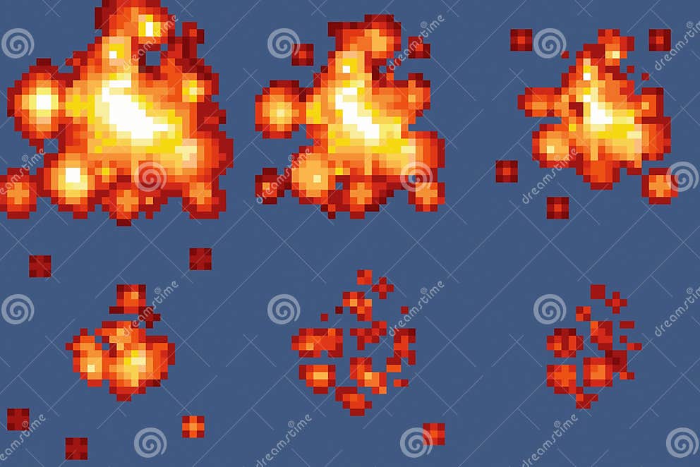 8-Bit Pixel-art Explosion Animation Frames Stock Vector - Illustration ...