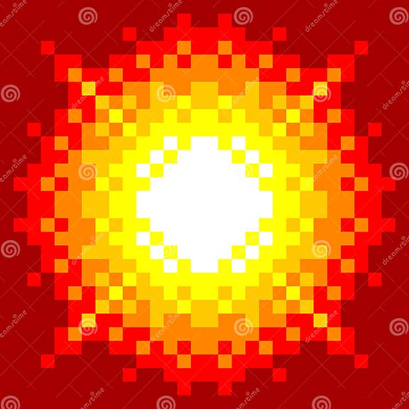 8-Bit Pixel-art Explosion stock vector. Illustration of heat - 32874679