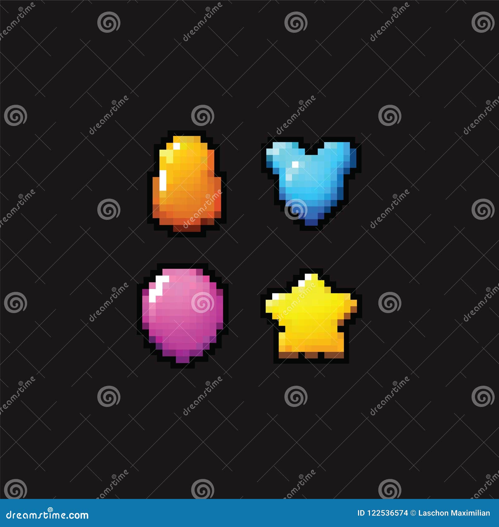 8 bit pixel art icons stock vector. Illustration of pixel - 122536574
