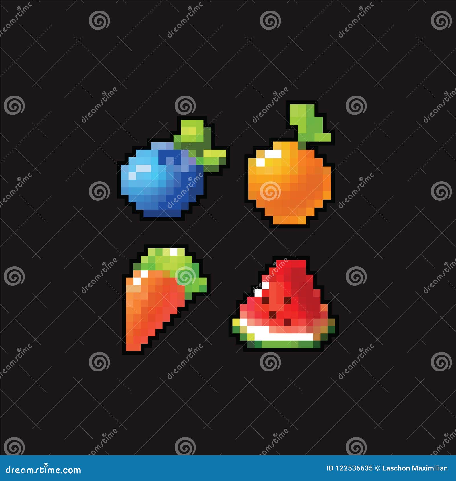 8 bit pixel art icons stock vector. Illustration of design - 122536635