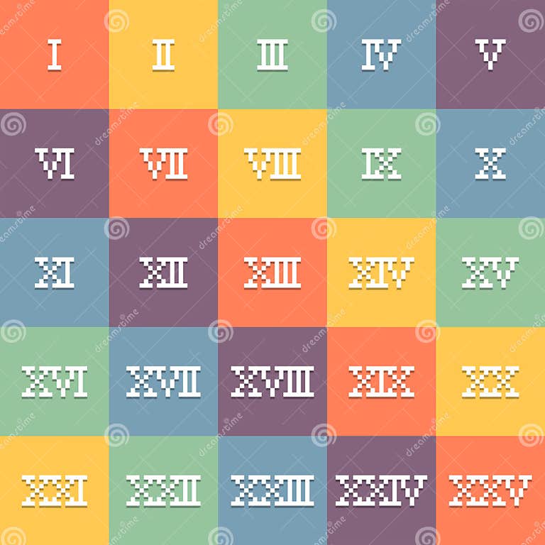 8-Bit Pixel Art Roman Numerals 1-25. EPS10 Vector Stock Vector ...