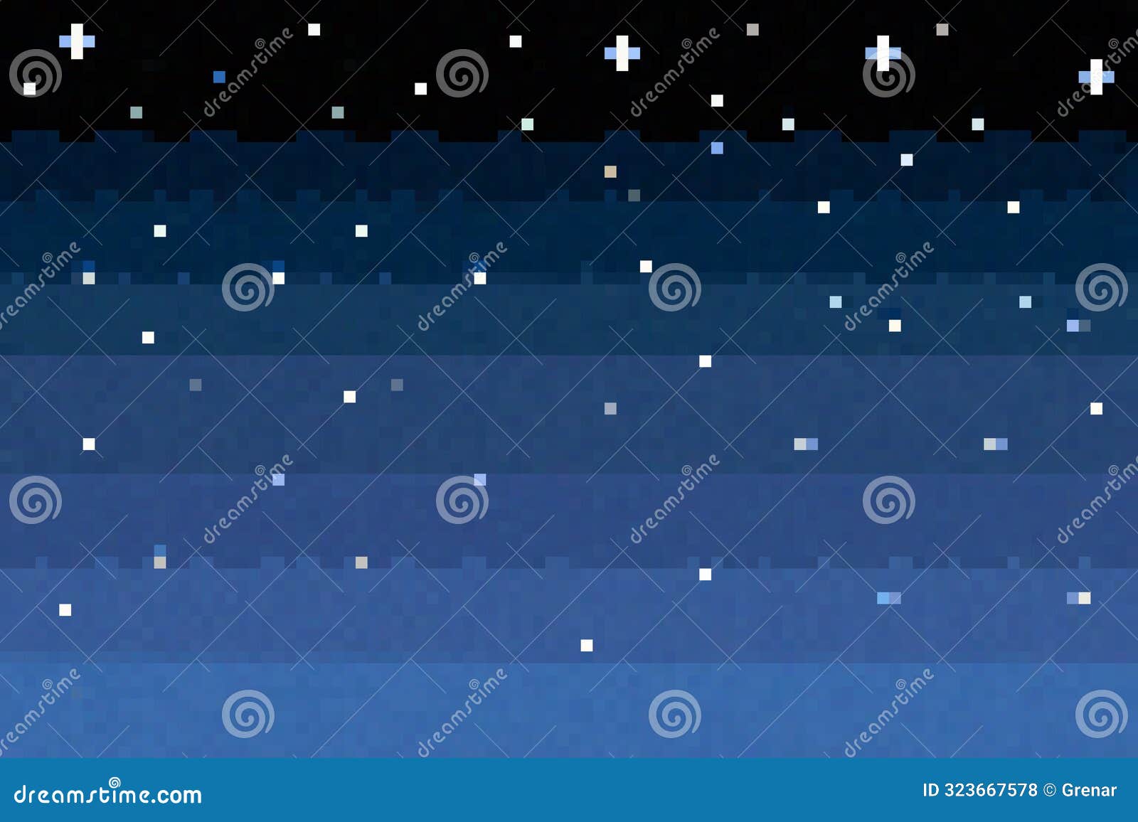 8-bit Pixel Art Sky At Night Blue Shiny Stars Stock Photography ...