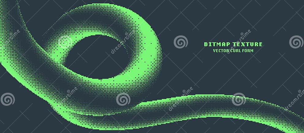 8 Bit Pixel Art Style Bitmap Texture Curl Form Vector Green Abstract Background Stock Vector ...