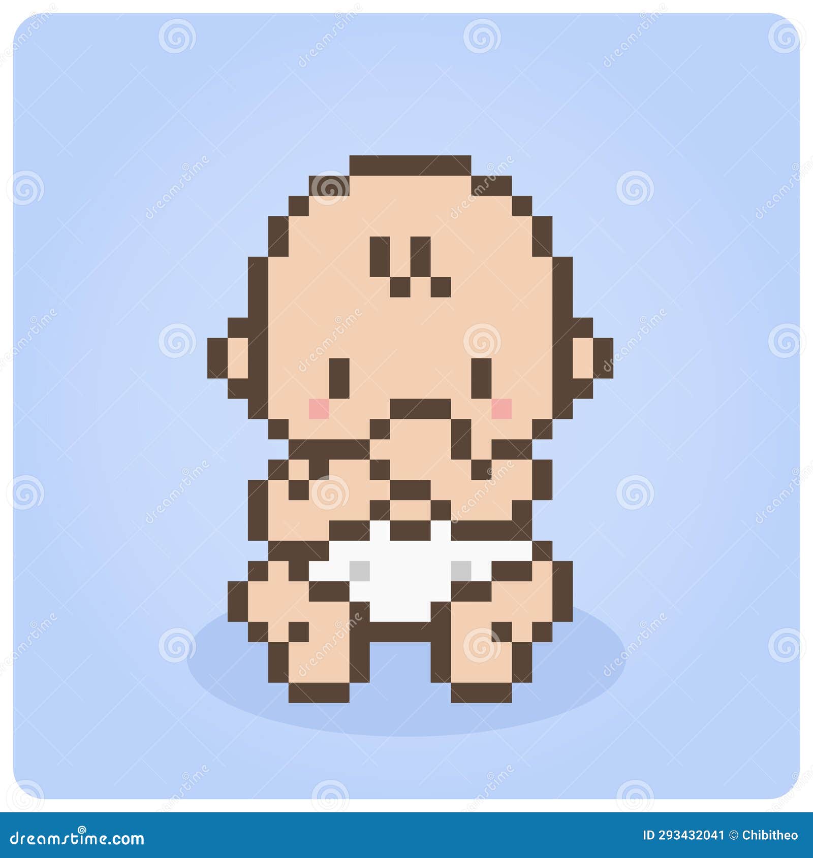 Baby is Sitting in 8 Bit Pixel Art. Cute Baby Vector Stock Vector ...