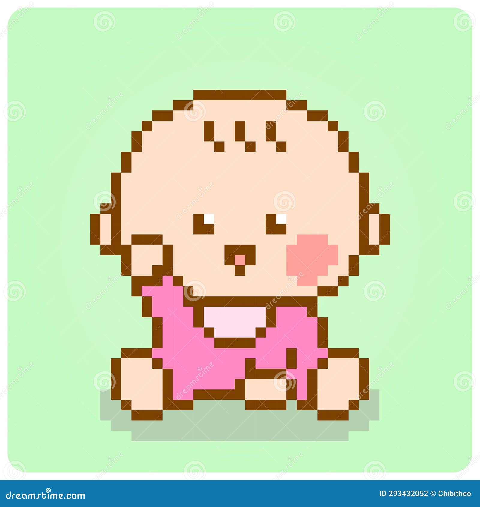 Baby is Sitting in 8 Bit Pixel Art. Cute Baby Vector Stock Vector ...