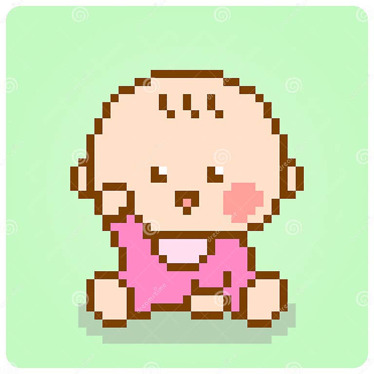 Baby is Sitting in 8 Bit Pixel Art. Cute Baby Vector Stock Vector ...