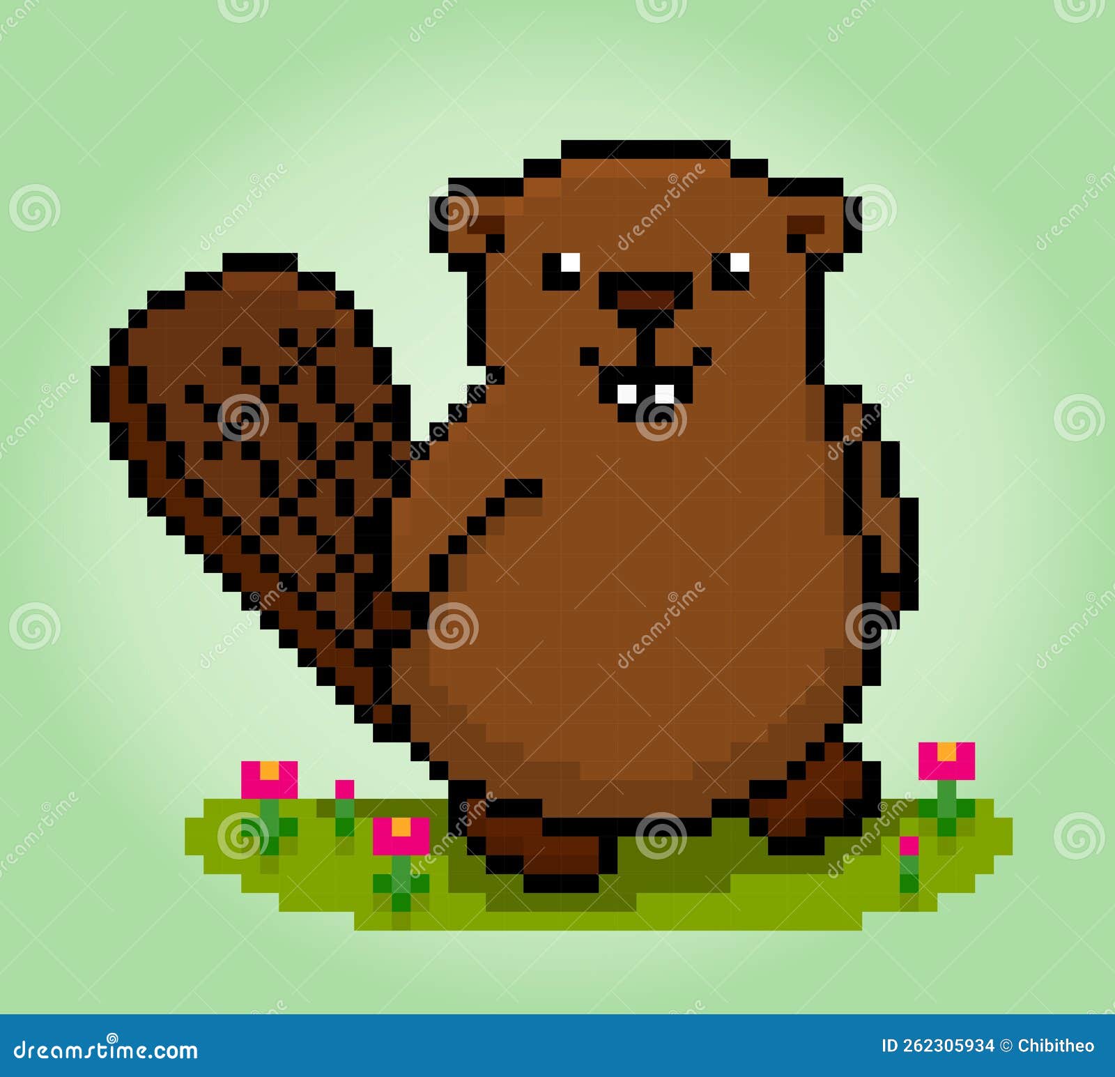 8-bit Pixel Beaver. Animal in Vector Stock Vector - Illustration of ...