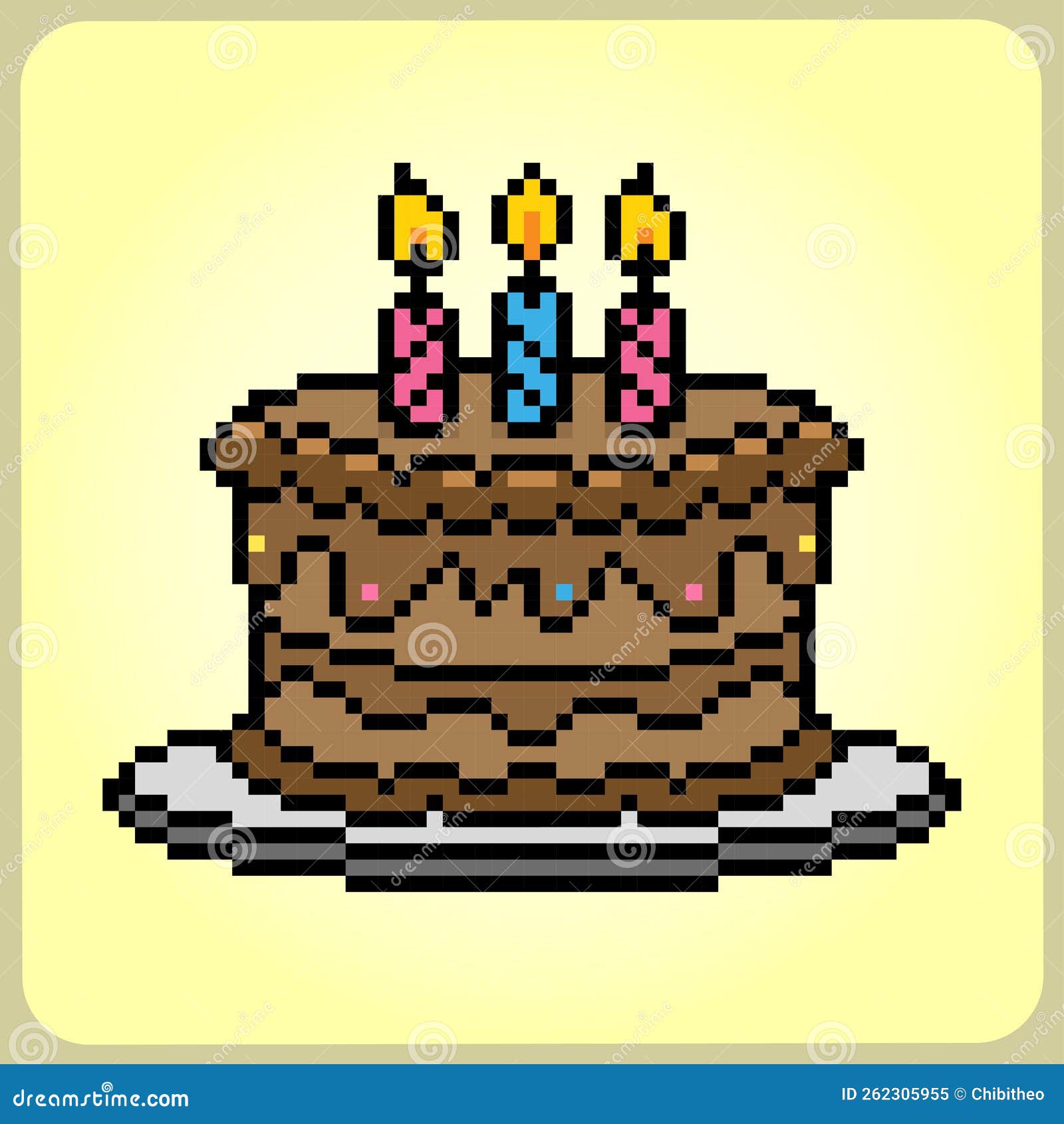 Pixel Birthday Cake Cartoon Vector | CartoonDealer.com #47059101