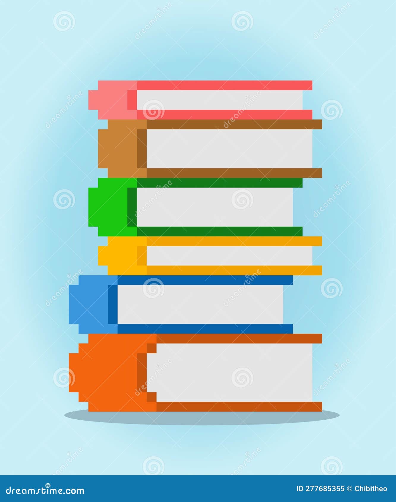 8 Bit Pixel Book Stack, in Vertical View in Vector Stock Vector ...