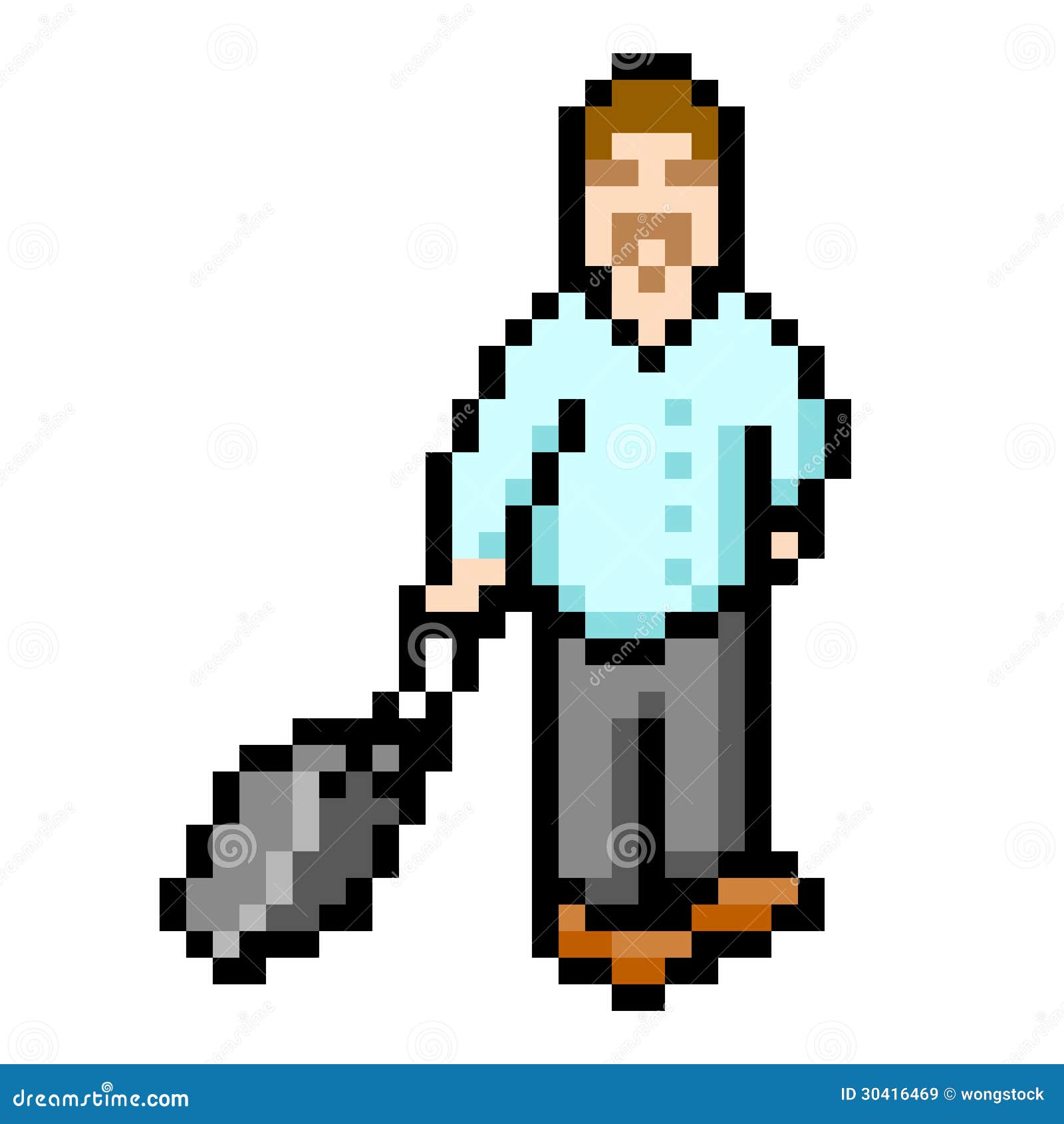 Pixel Art Businessman Sprite Staying, Back And Cartoon Vector ...