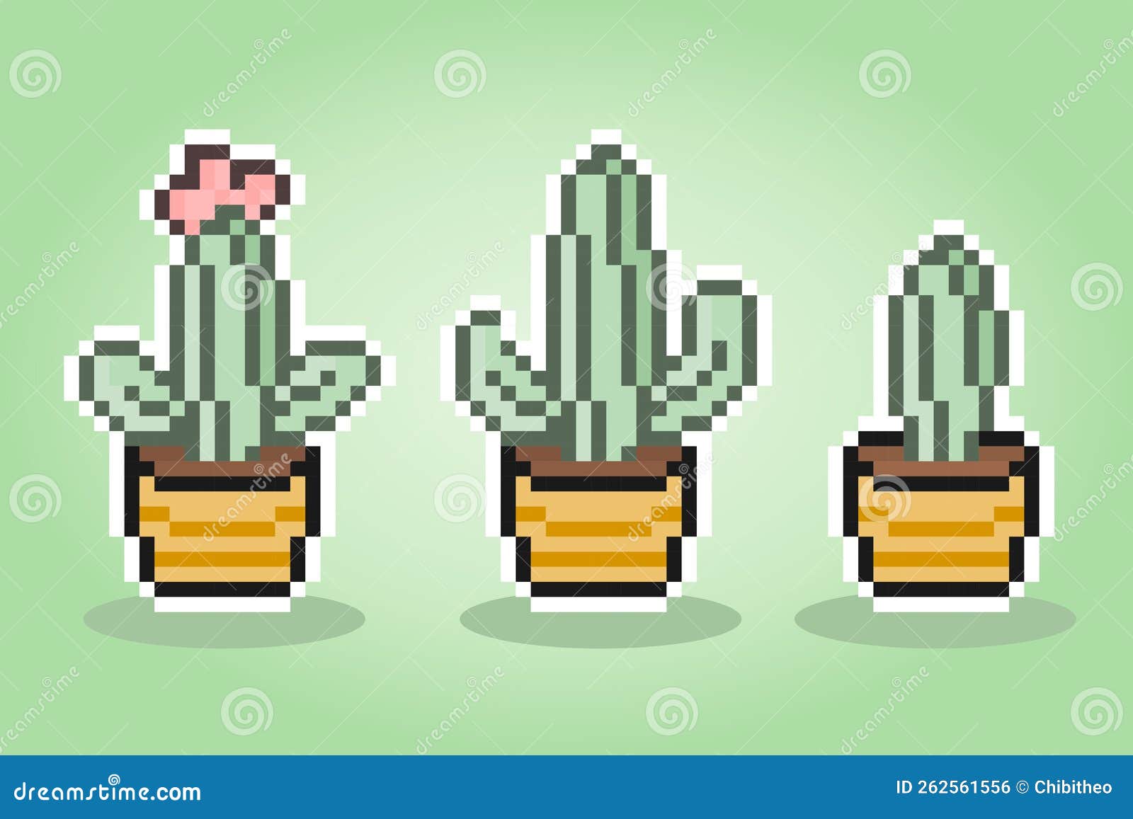 8 Bit Pixel Cactus Tree. Natural Object In Vector | CartoonDealer.com ...