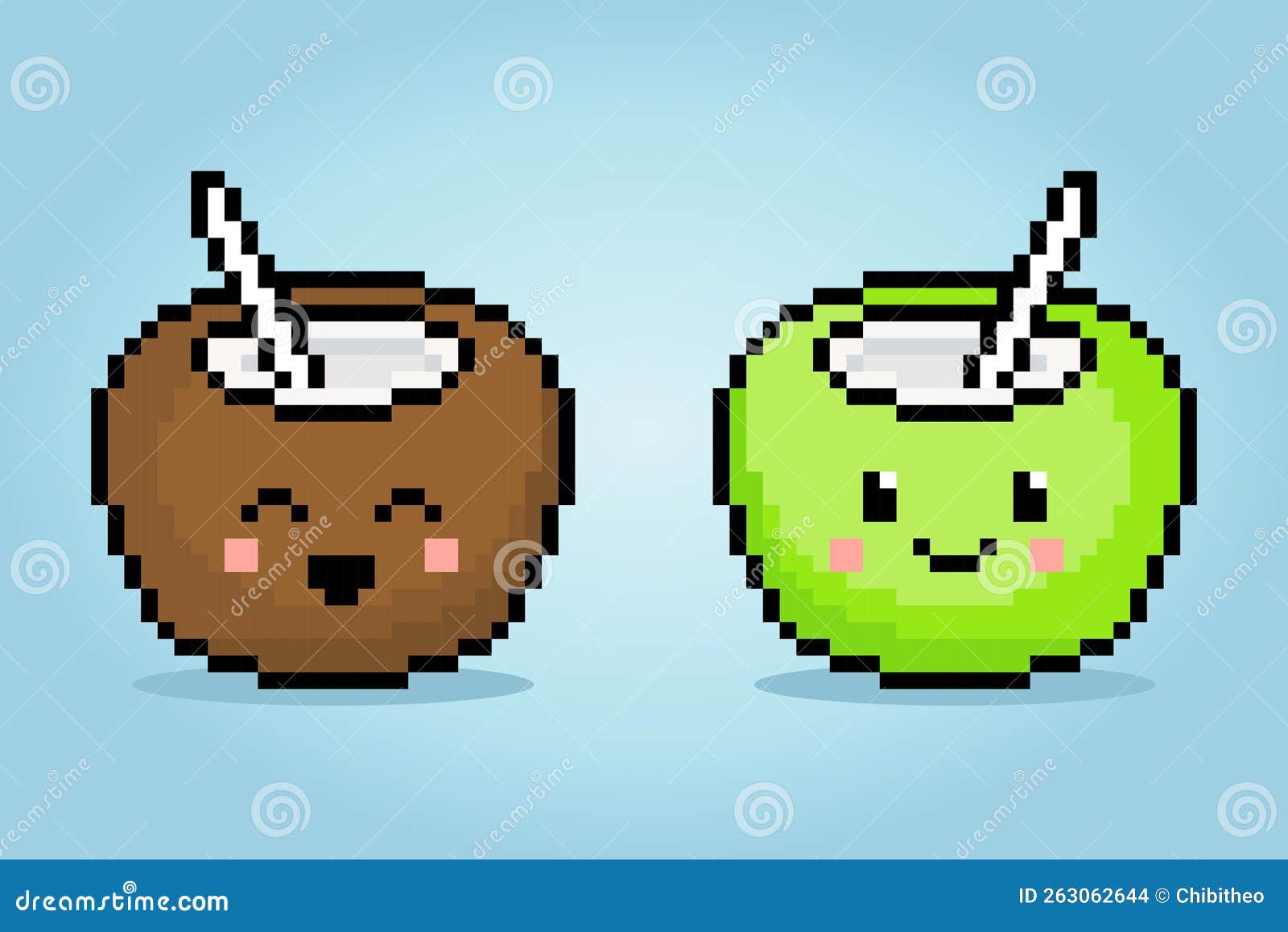 8 Bit Pixel Character of Drink Coconut . Fruit in Vector Stock Vector ...