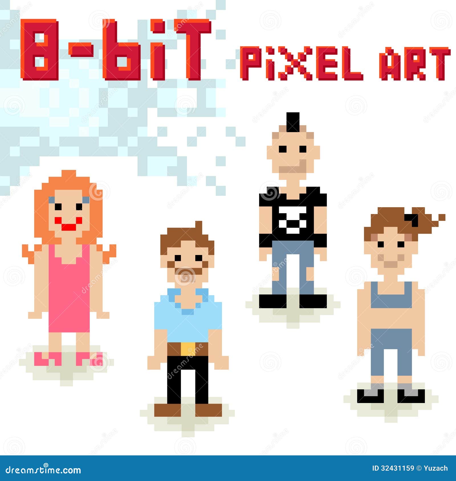 8-bit Pixel Character Set of Casual People Stock Illustration ...
