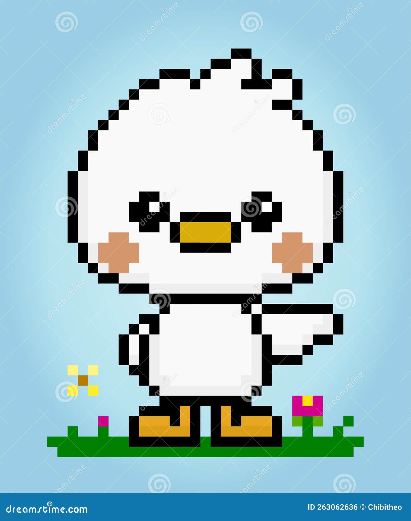 8 Bit Pixel Chicken Character. Animal for Game Assets in Vector Stock ...